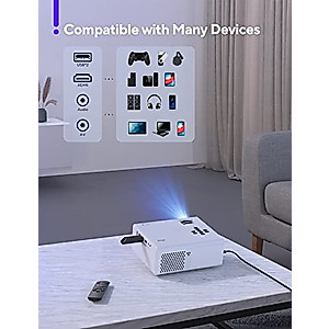 Native 1080P WiFi Projector, AKIYO 300'' Max iOS & Android Wireless Connection Phone Projector, Portable Video Home Outdoor Movie Projector, Support HDMI, TV Stick, USB, PS5, Carrying Case Included