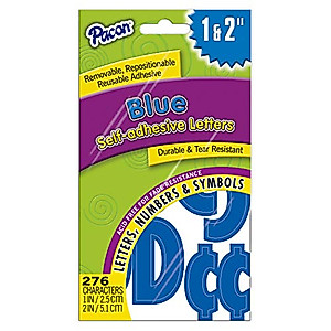 Pacon Self-Adhesive Letters, Blue, Classic Font, 1" & 2", 276 Characters
