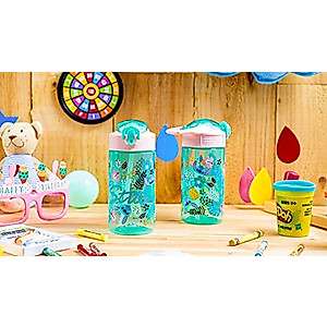 Zak Designs Kids Durable Plastic Spout Cover and Built-in Carrying Loop, Leak-Proof Water Design for Travel, (16oz, 2pc Set), Lilo and Stitch 2pk