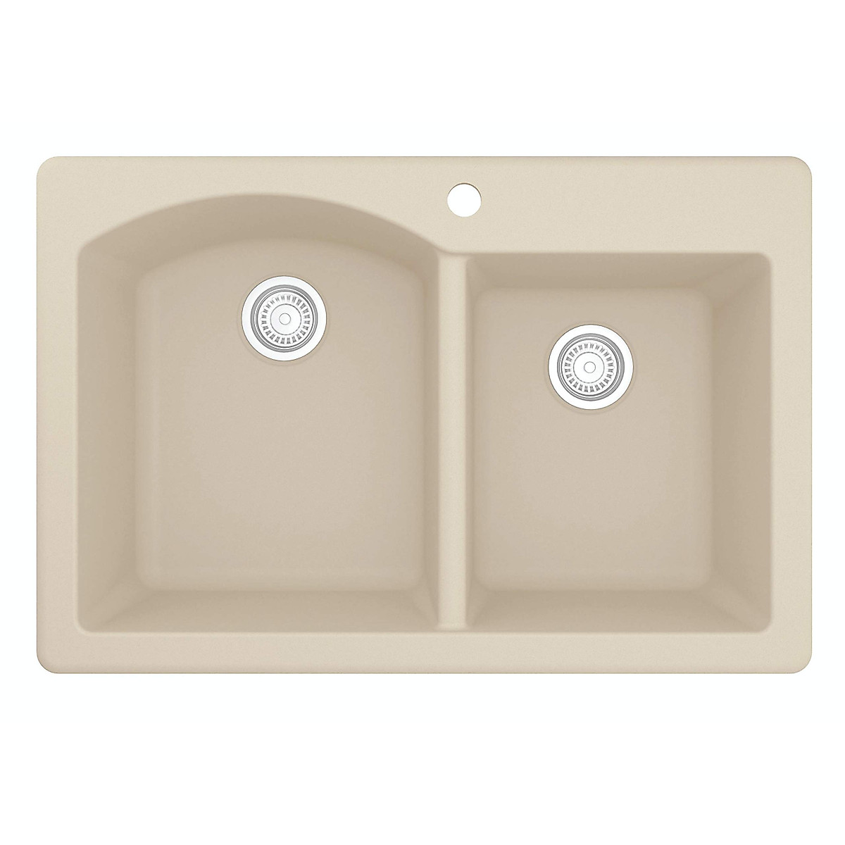 Karran QT-610 Drop-In Quartz Composite 33 in. 1-Hole 60/40 Double Bowl Kitchen Sink in Bisque