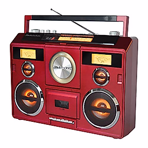 Studebaker Sound Station Portable Stereo Boombox with Bluetooth/CD/AM-FM Radio/Cassette Recorder (Red)