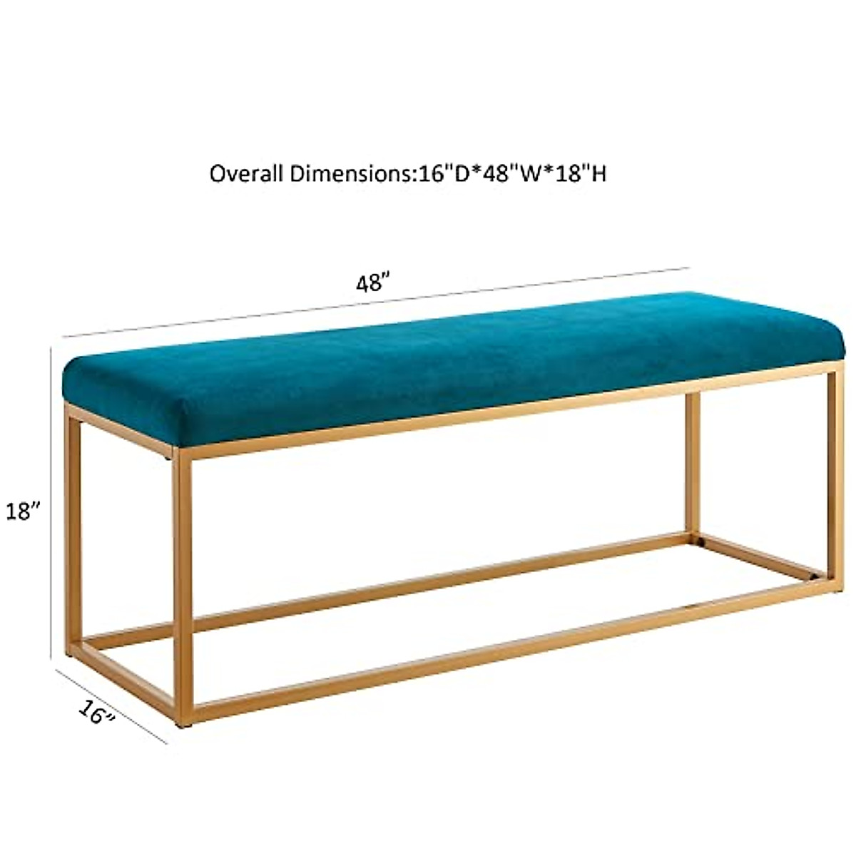 Ball & Cast Upholstered Bench, 48" W, Teal - Frame