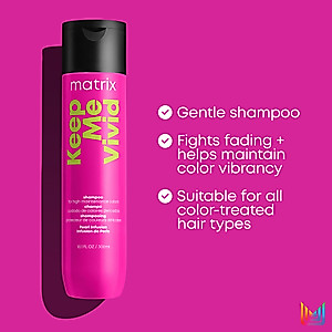 Matrix Keep Me Vivid Shampoo | Prolongs Color Vibrancy, Prevents Fading & Enhances Shine | Sulfate-Free | For Dry, Semi-Permanent and Color Treated Hair | Salon Professional Shampoo
