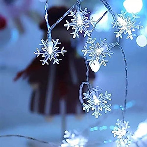Dazzle Bright Christmas Snowflake String Lights, 2 Pack 50 LED 25 FT Battery Operated Christmas Lights with 2 Lighting Modes for Indoor Outdoor Xmas Tree Party Decorations, White