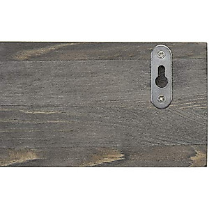 MyGift Wall Mounted Vintage Gray Wood Key Holder Rack and Floating Display Shelf, Entryway Storage Shelf with 4 Metal Key Hooks