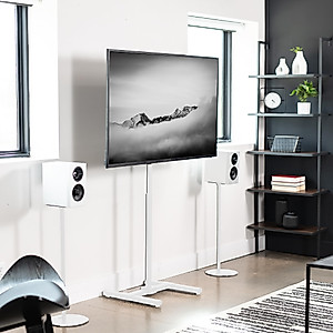 VIVO Height Adjustable TV Floor Stand for 13 to 50 inch Screens up to 44 lbs, LCD LED OLED 4K Smart Flat and Curved Monitor Panels, Max VESA 200x200, White, STAND-TV07-W