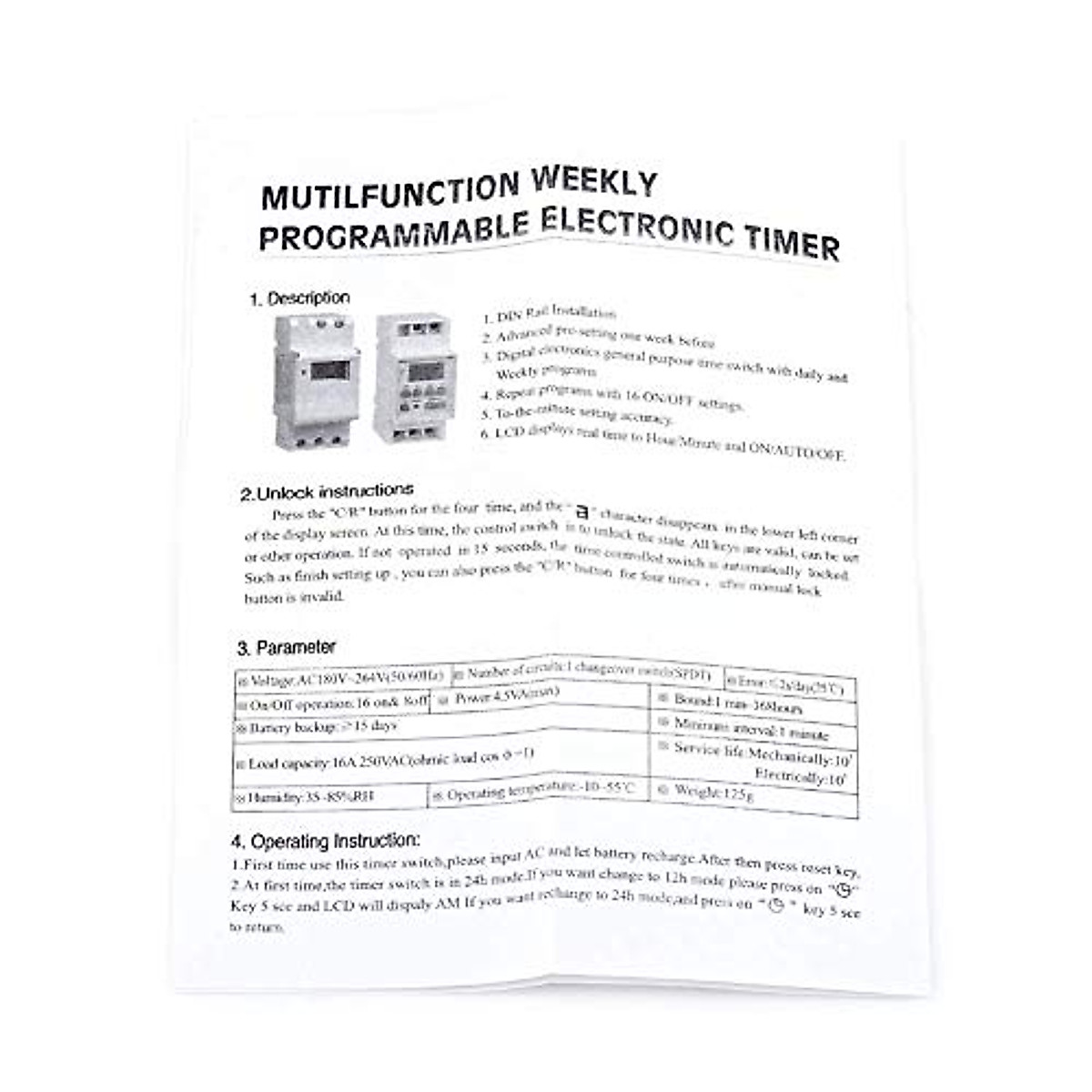 7 Day Programmable Timer Relay Digital Timer Switch Heavy Duty THC15A16 On Off for Controlling Street Lamps Neon Lamps Production Equipment, DIN Rail(not Included) (AC110V)