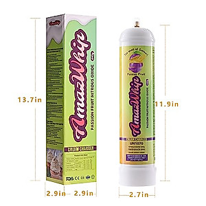 AmazWhip 0.95L 640 Gram Passion Fruit Flavor Whipped Cream Charger Cartridge Tank for Cream Charger Dispenser (1 cylinder)