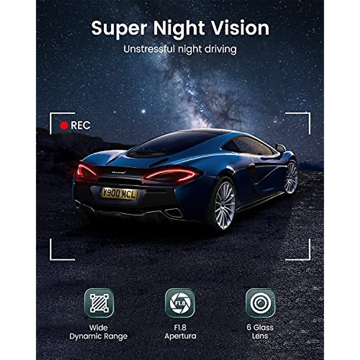 Car Camera 2.5K UHD Dash Cam, WiFi Dash Camera for Cars, Front Dashcam for Cars with Super Night Vision, WDR, 170°Wide Angle, Loop Recording, G-Sensor, 24 Hours Parking Monitor, APP, Support 128GB Max