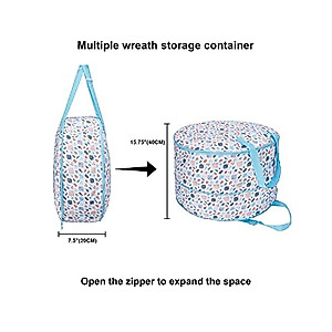 JOSIVIKY Wreath Storage Container 24", Christmas Hanging Wreath Storage Bag,Heavy-Duty Carrying Handles,Expandable Space with Double Zipper, Large Capacity for Storing Mutiple Artificial Door wreaths or Holiday Wreaths (Blue)