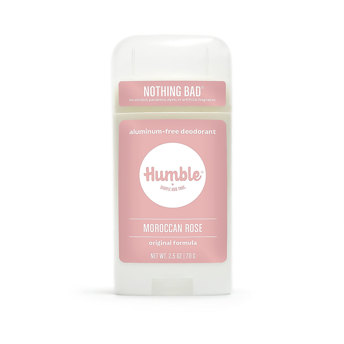 HUMBLE BRANDS Original Formula Aluminum-free Deodorant. Long Lasting Odor Control with Baking Soda and Essential Oils, Moroccan Rose, Pack of 1
