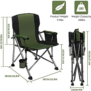 LEADALLWAY Camping Chairs for Heavy People Oversized Outdoor Chairs with Cup Holder and Storage Bag