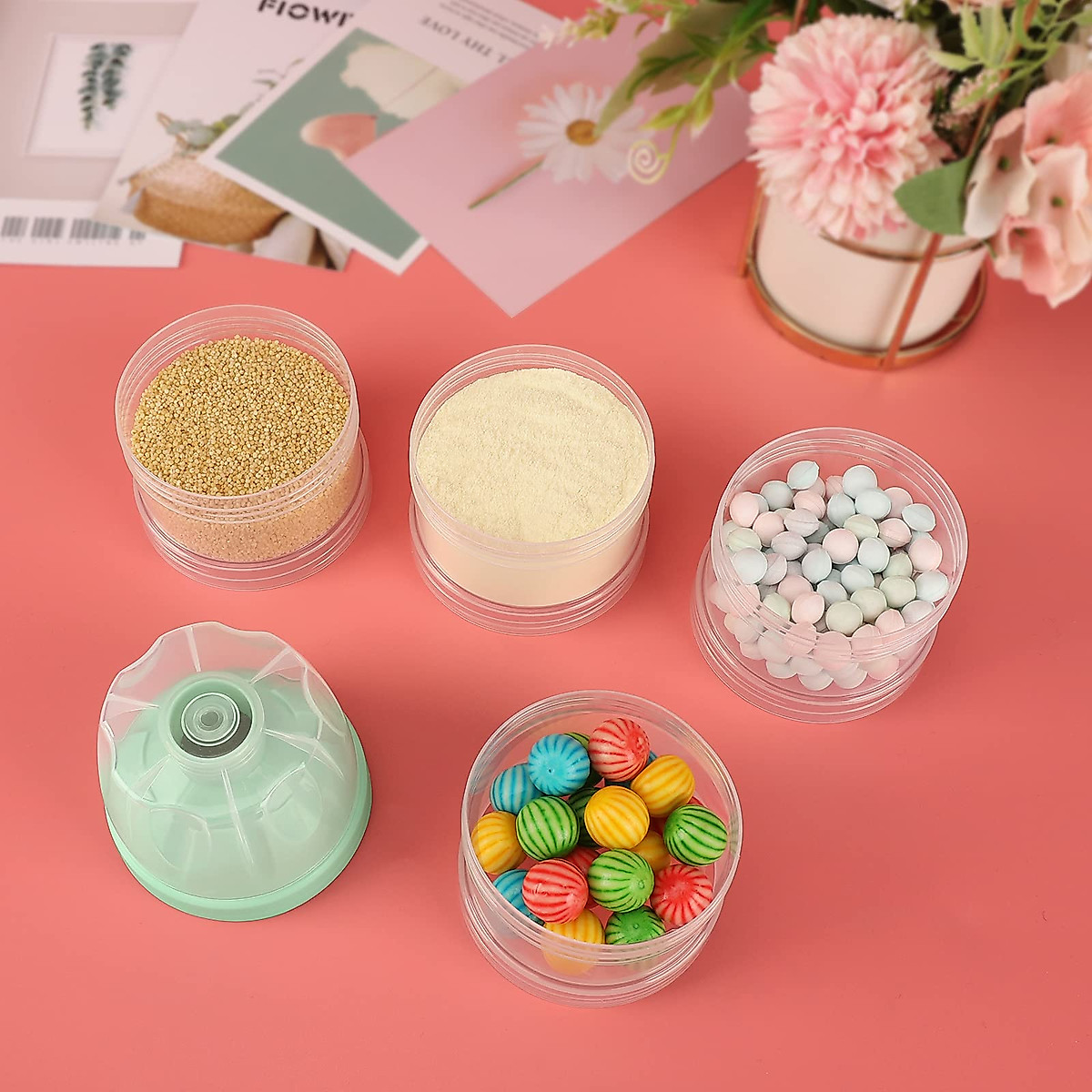 Accmor Baby Milk Powder Formula Dispenser, 4 Layers Stackable Formula Container for Travel, Non-Spill Snacks Formula Storage Container On The Go, BPA Free