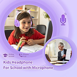 TOKANI Cat Ear Headphones, Kids Bluetooth Headphone with Microphone,Foldable Comfortable and Adjustable Wireless/Wire Over Ear Headset for Girls Teenagers and Adults