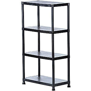 HDX 4-Shelf Black Plastic Storage Shelving Unit | 15 in. D x 28 in. W x 52 in. H