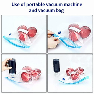 Vacuum Sealer Bags, 35PCS Food Saver Vacuum Sealer Machine Set for Sous Vide Cooking, Handheld Mini Vacuum Sealer with 15 PCS Reusable Sous Vide Bags, 4 Cooking Clips, 4 Sealing Clips & 10 Air Valves