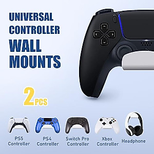 Nargos Video Game Holder Wall Mount, Gaming Accessories Storage for PS5, PS4, Xbox One, Xbox Series X/S Game Cases, Organizer Accessories (Include 2 Controller Wall Holders)