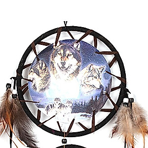 Indian Feather - Home Wall Hanging Decoration Wolf Pattern Ornament Dream Catcher with Feathers Z7 - Accessories Garden Health Weddings Girls Beauty Computers Events Phones Sports Toys El