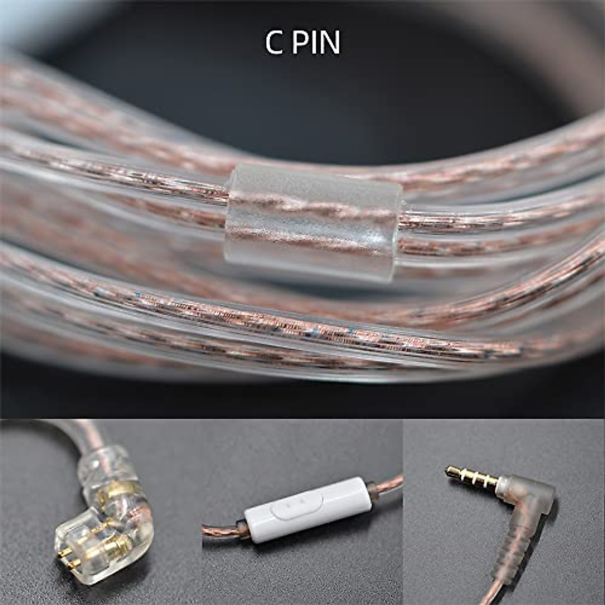 FAAEAL KZ ZSN PRO Earphone Upgraded Cable 2 Pin 0.75mm OFC Replacement Detachable Cable 3.5mm Gold-Plated Replacement Headsets Wire for KZ EDX ZEX ZS10 PRO ZAS Zax DQ6 Headphones(with Mic, C Pin)