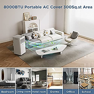 LUBAIR 8,000 BTU Portable Air Conditioners, Portable AC Unit with Remote Control for Room up to 300 Sq.Ft, 3-in-1 Room Air Conditioner Work as Dehu & Fan & Cool with 24Hrs Timer Includes Window Kit