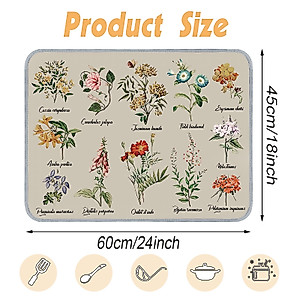 18 x 24 Inch Kitchen Drying Mat Flower Herbs Dish Drying Mats for Kitchen Counter Dish Drying Pad Plant Absorbent Reversible Microfiber Leaves Plant Dish Mat for Drainer Rack Coffee Bar Decor