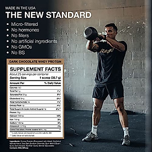 RAW Whey Isolate Protein Powder, Dark Chocolate - 100% Grass-Fed Sports Nutrition Protein Powder for Muscle Growth & Recovery - Low-Fat, Low Carb, Naturally Flavored & Sweetened - 25 Servings