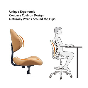 Nazalus Rolling Swivel Drafting Chair Adjustable Heavy Duty (400lbs) Lumbar Support Task Chair for Home Desk Studio Design Lab(Triangular Back)