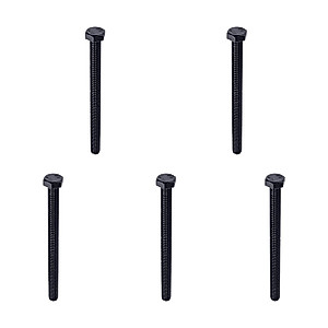Bettomshin M10x130mm Hex Screws Bolts Carbon Steel Fastener Rustproof Metric Fully Threaded Replace Bolt Black 5Pcs