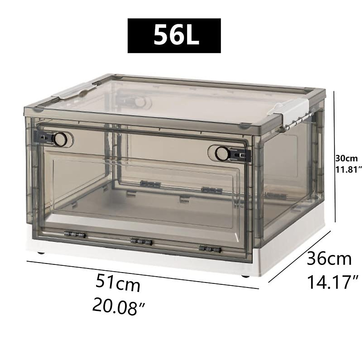 Gemdeck Large Plastic Clear Stackable Folding Storage Bins with Lids and Wheels 56L Collapsible Closet Organizer Storage Box