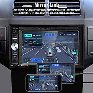 UNITOPSCI Double Din Car Stereo 6.2 Inch Touch Screen Bluetooth Car Radio Mirror Link Car Multimedia Player FM/AUX Audio/USB/TF Card/DVR Input MP5 Player with Remote Control,Steering Wheel Control