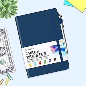 JUBTIC A5 Check Registers for Personal Checkbook, Ledger Transaction Registers Log Book for Small Business. Track Payments, Finances, Deposits, Debit Card and Bank Account - Blue