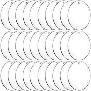 Audab Acrylic Keychain Blanks, 30PCS Bulk Acrylic Circles Clear Disc Ornaments Blanks with Hole for Vinyl, DIY Keychain and Craft Project (3 Inch, 30 Pcs)