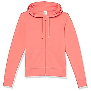 Amazon Essentials Women's French Terry Fleece Full-Zip Hoodie (Available in Plus Size), Coral Pink, Medium