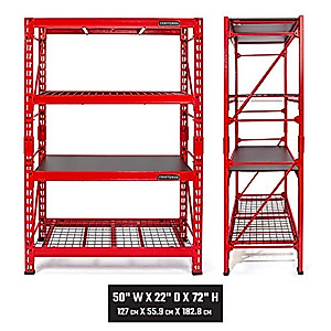 Craftsman 2-Shelf 3-Foot Tall Stackable Tool Chest Depth Storage Rack, 2-Pack, Red