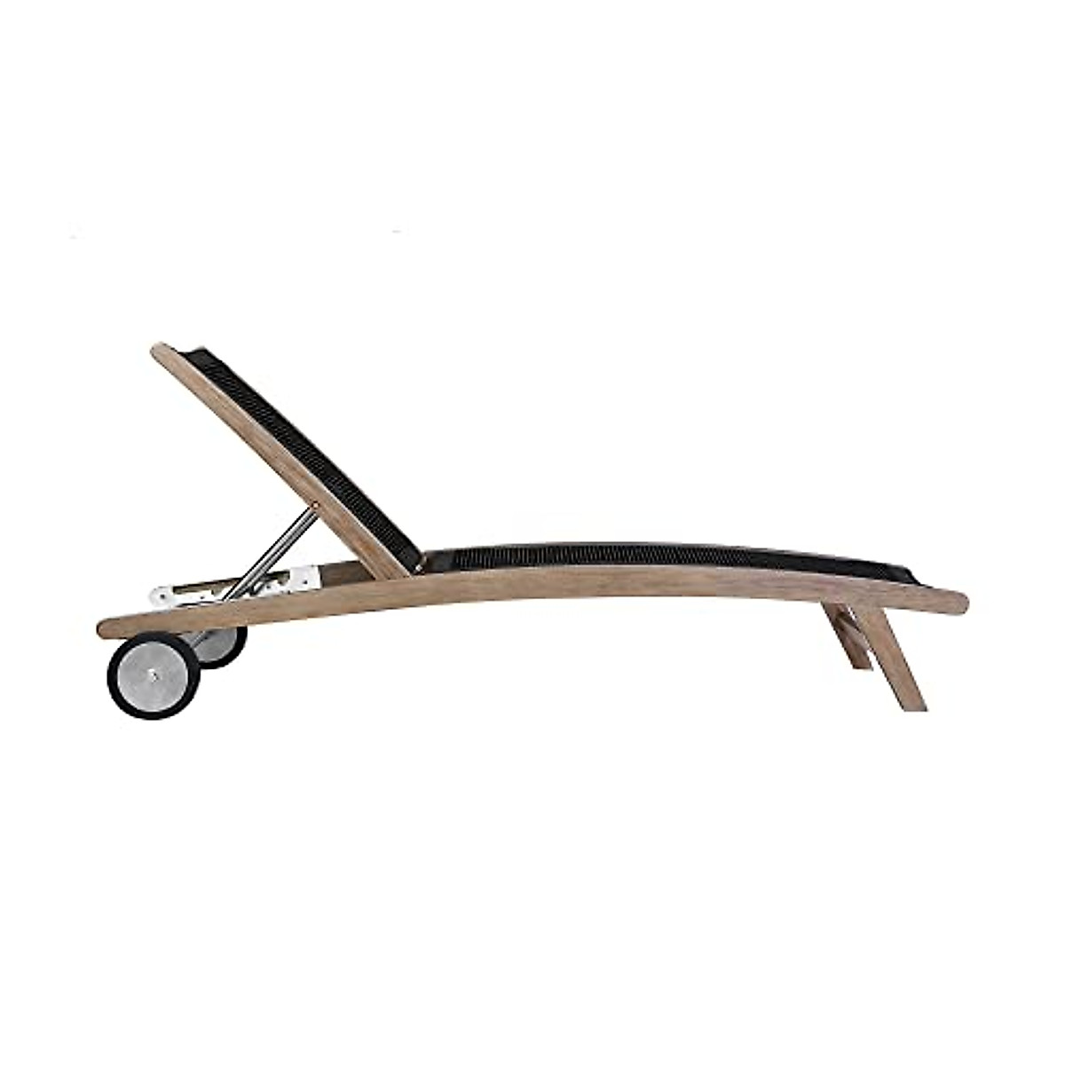 Armen Living Chateau Outdoor Patio Adjustable Chaise Lounge Chair in Eucalyptus Wood and Charcoal Rope