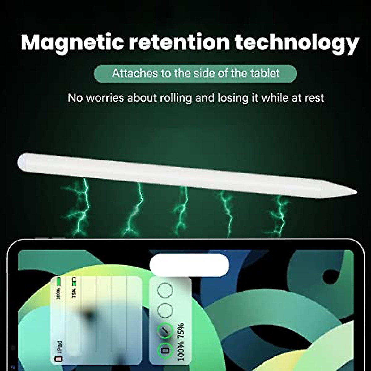 Naroote Touch Screen Pen, Tablet Stylus High Accuracy Palm Rejection with LED Indicator for Drawing for Kids (White)