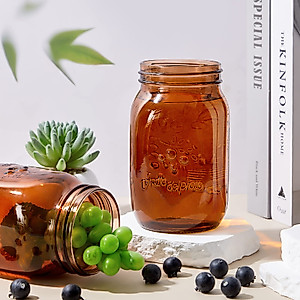 Tessco 12 Pieces 16 oz Amber Mason Jars with Lids Decorative Pint Canning Jars Regular Mouth Kitchen Canisters Glass Food Containers for Storage Pickling Preserving Fermenting, Christmas DIY Crafts