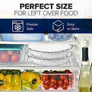 Fit Meal Prep [50 Pack] Round 8 Inch 37 oz, 2.3 lb, 1.1 Quart Disposable Aluminum Foil Pan Take Out Food Containers with Flat Board Lids, Steam Table Hot Cold Freezer Roasting Baking Oven Safe