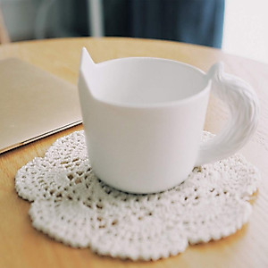 Phantomon 8 Inch Doilies Crochet Round Lace Doily Handmade Placemats 100% Cotton Crocheted Coasters, Pack of 4 (Beige)