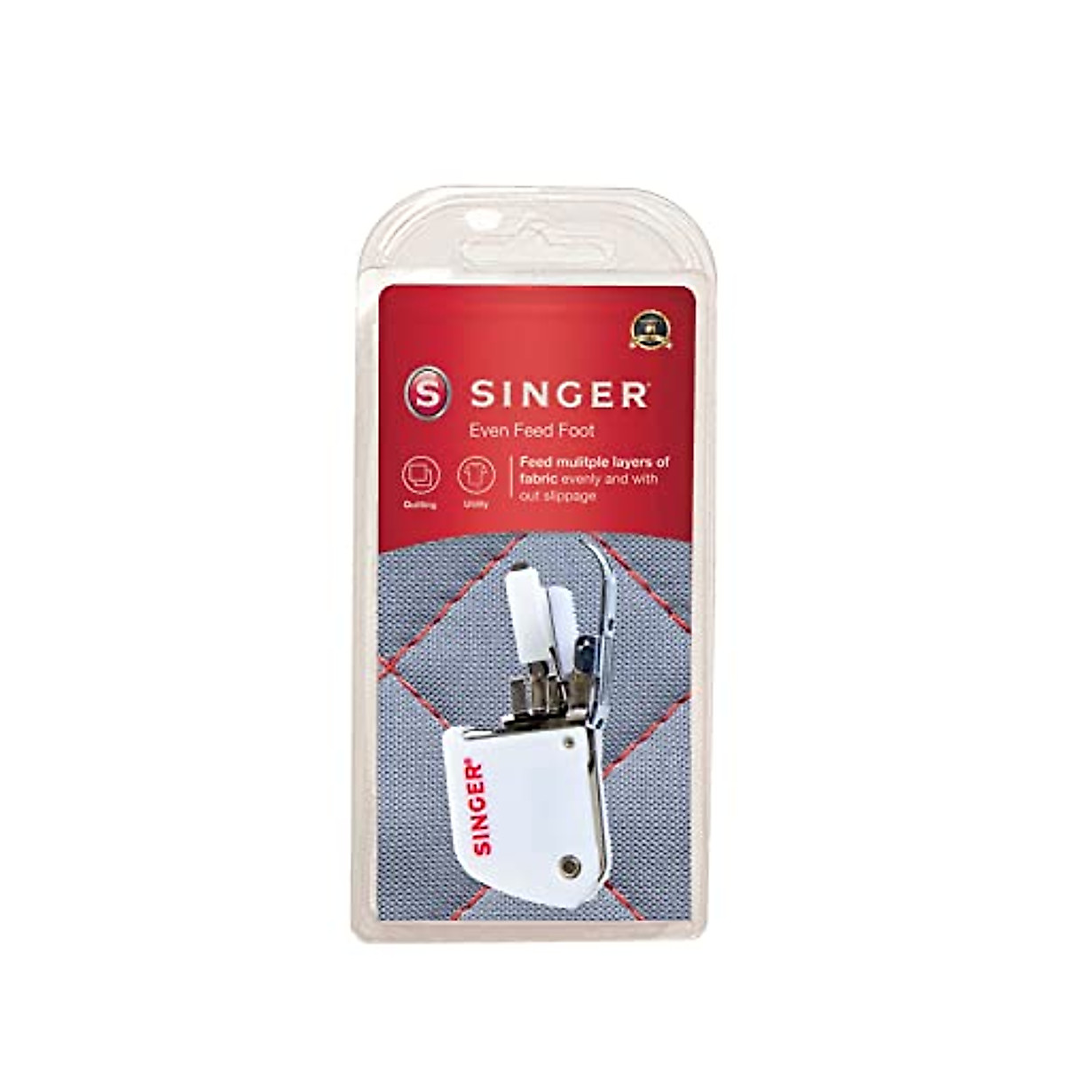 SINGER | Even Feed Walking Presser Foot - Fork, Perfect for Matching Stripes & Plaids, Quilting & Sewing with Pile Fabrics