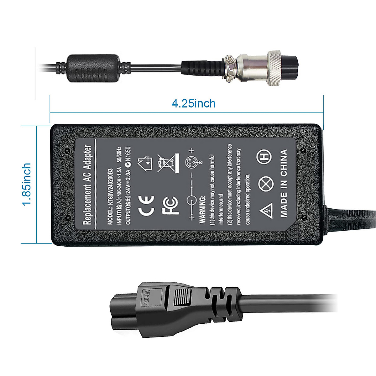 24V 2A Adapter Charger for Razor Ground Force Electric Go-Kart