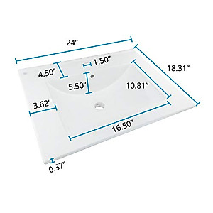Renovators Supply Manufacturing Luke 24" Drop-in Self-Rimming Rectangular Bathroom Sink in White with Overflow