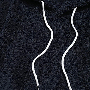 ZAFUL Fuzzy Pullover Hoodie Long Sleeve Contrast Color Sherpa Outwear Sweatshirt Tops with Pocket Cadetblue S