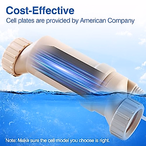 BLUE WORKS Salt Cell - Model Number BLW1T15H, Compatible with Hayward Salt Cell Model Number T-CELL-15, Up to 40,000 Gallon Pool, Cell Plates Provided by American Company, 1 Year USA Warranty
