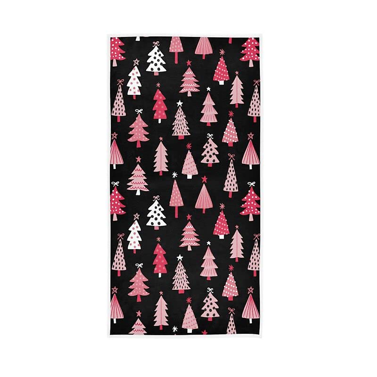QUGRL Pink Christmas Tree Kitchen Hand Towels Xmas Winter Forest Dish Cloth Fingertip Towel Decorative Soft Quality Premium Washcloth Guest Towel for Bathroom Spa Gym Sport 16x30 in