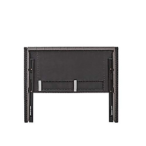 Madison Park Amelia Upholstered Nail Head Trim Wingback Button Tufted Headboard Modern Contemporary Metal Legs Padded Bedroom Décor Accent, Queen, Dark Grey