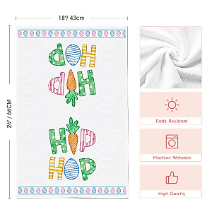 Artoid Mode Hip Hop Bunny Treats Egg Carrots Rabbit Easter Kitchen Towels Dish Towels, 18x26 Inch Seasonal Holiday Decoration Hand Towels Set of 2
