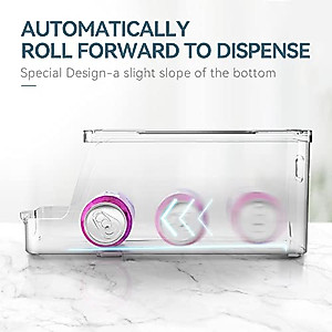 Soda Can Dispenser for Refrigerator with Lids, Stackable Drink Organizer for Fridge, Clear Plastic Refrigerator Organizer Bins, Beverage Can Holders for Pantry, Freezer, Kitchen, Cabinets Set of 2