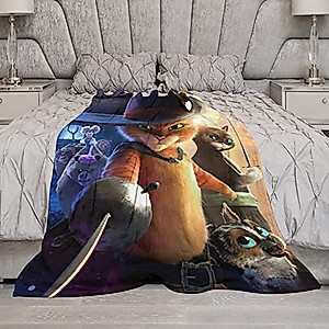 Cartoon Cat Throw Blanket for Sofa Couch | Soft Flannel Fleec Warm Cozy Lightweight Microfiber Unisex 50"x40"