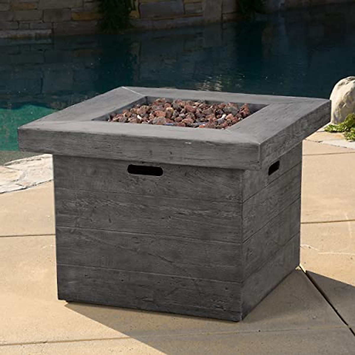 Christopher Knight Home Dakota Magnesium Oxide Square Gas Fire Pit, Grey